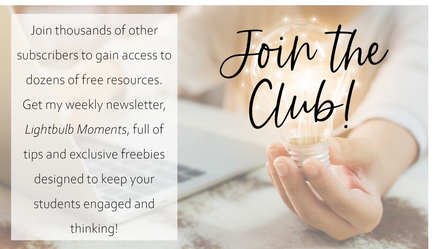 New Resource Library Sign Up - Keep ‘em Thinking